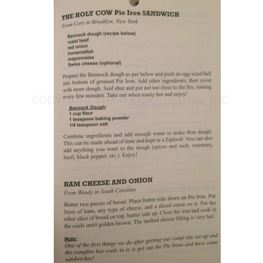 Creative Pie Iron Cooking Recipe Book - By Richard O'Russa
